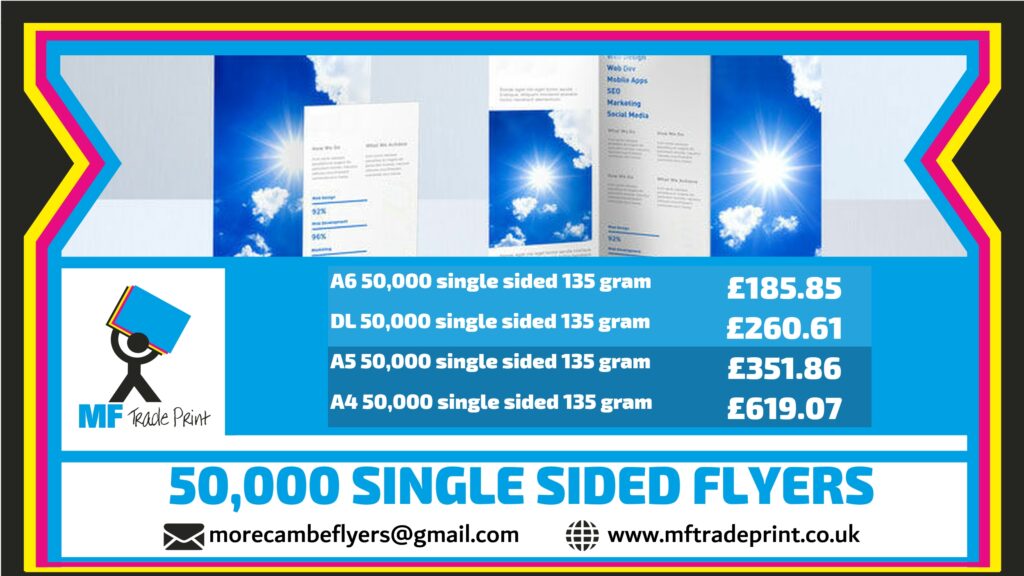 50,000 single sided flyers in various sizes | MF Trade Print - Scotland ...