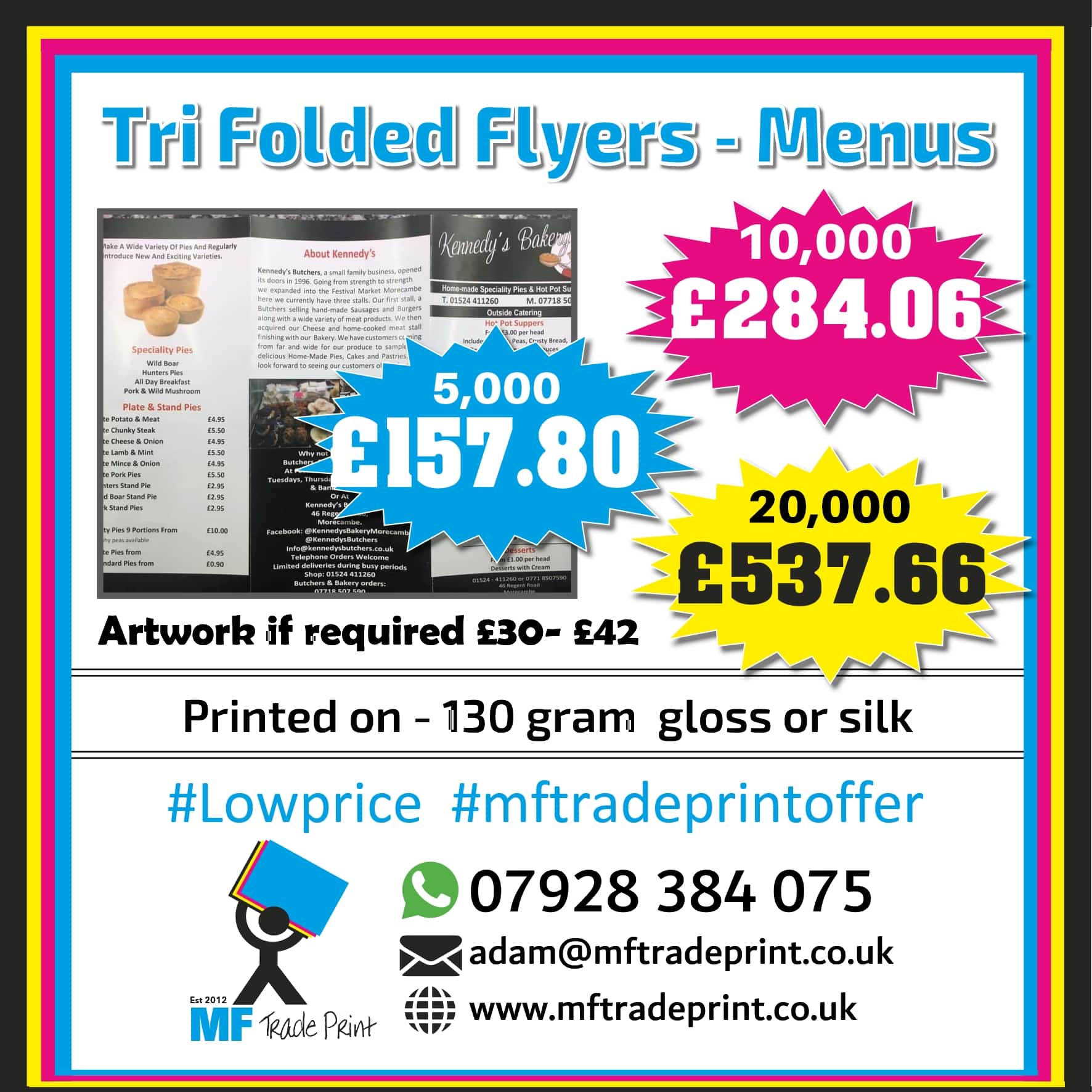 A4 Tri fold Menus – Flyers | MF Trade Print - Scotland - England
